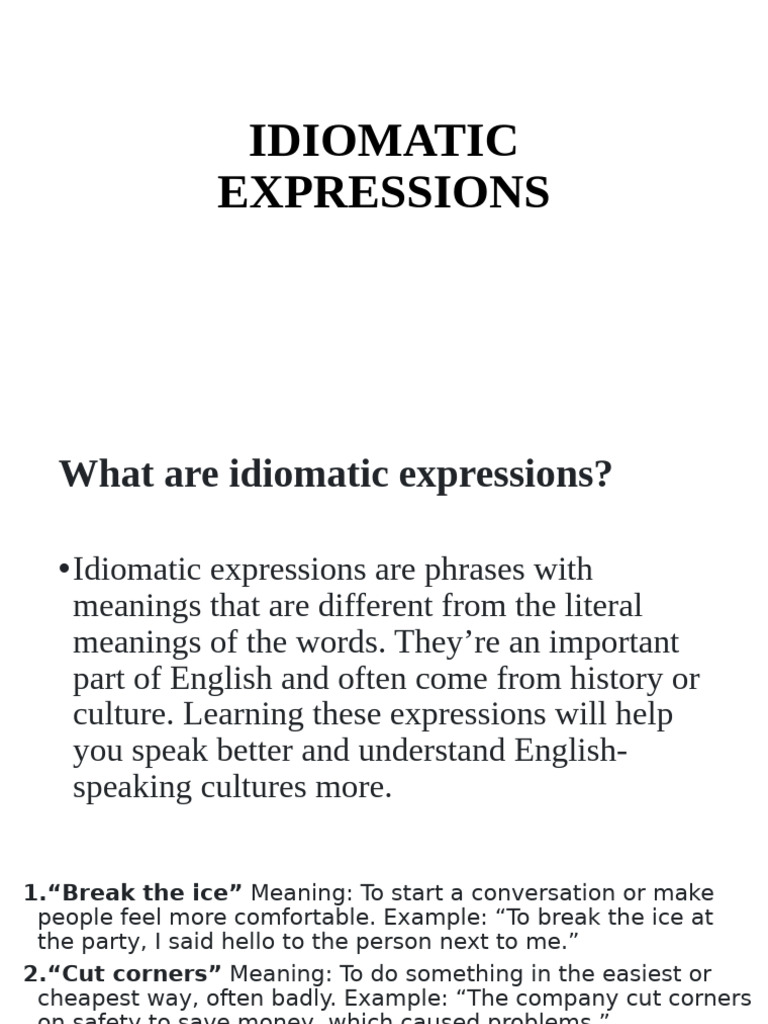 Idiomatic Expressions | PDF | Idiom