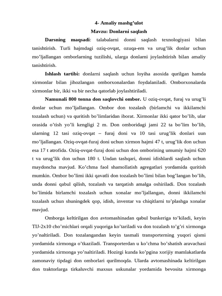 5 - Amaliy Mashg'ulot - Donlarni Saqlash | PDF