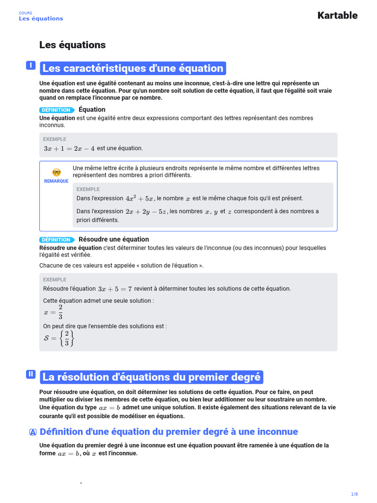 Introduction aux équations et leur résolution | PDF | Équations ...