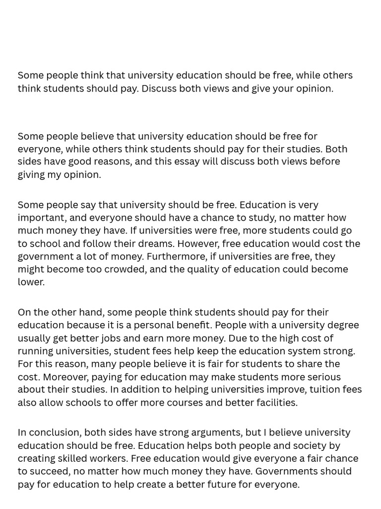 Free University Education: A Balanced Debate | PDF