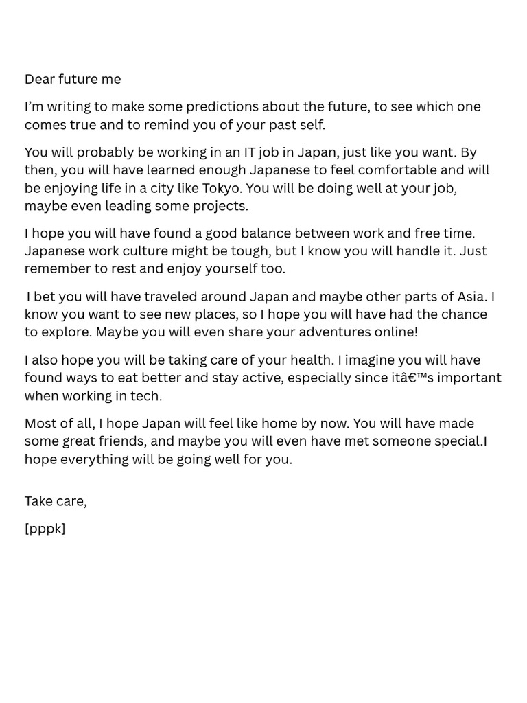 Dear Future Me, PDF | PDF