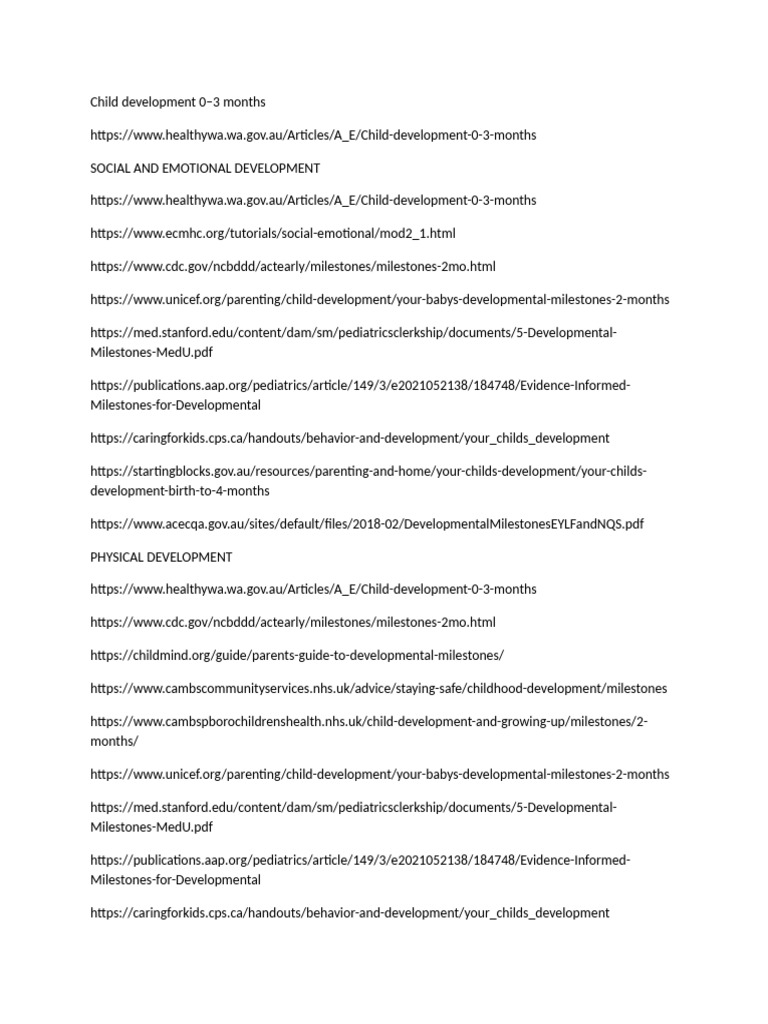 Child Development 0 3 Months | PDF | Infants | Sleep