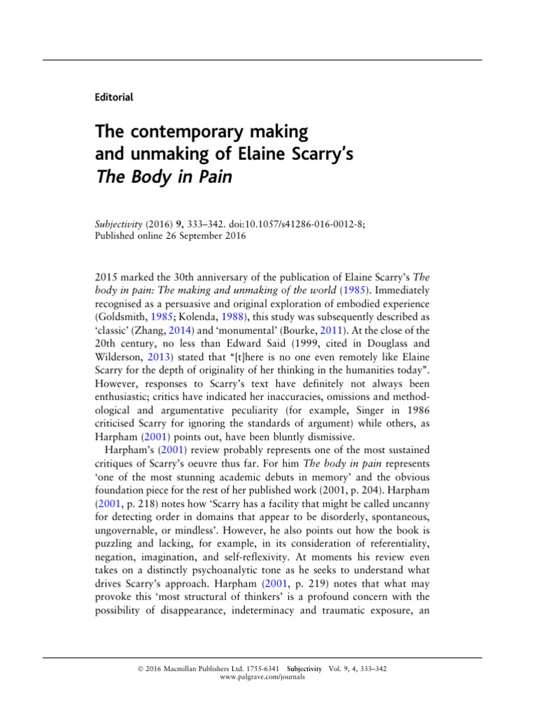 Revisiting Elaine Scarry's The Body in Pain | PDF | Social Sciences | Bdsm