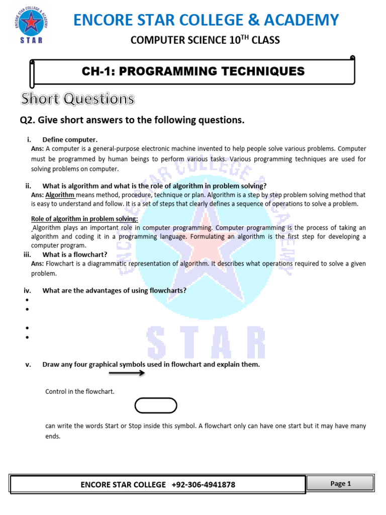 Computer 10th Fbise Solved Notes by Encore Star College & Academy ...