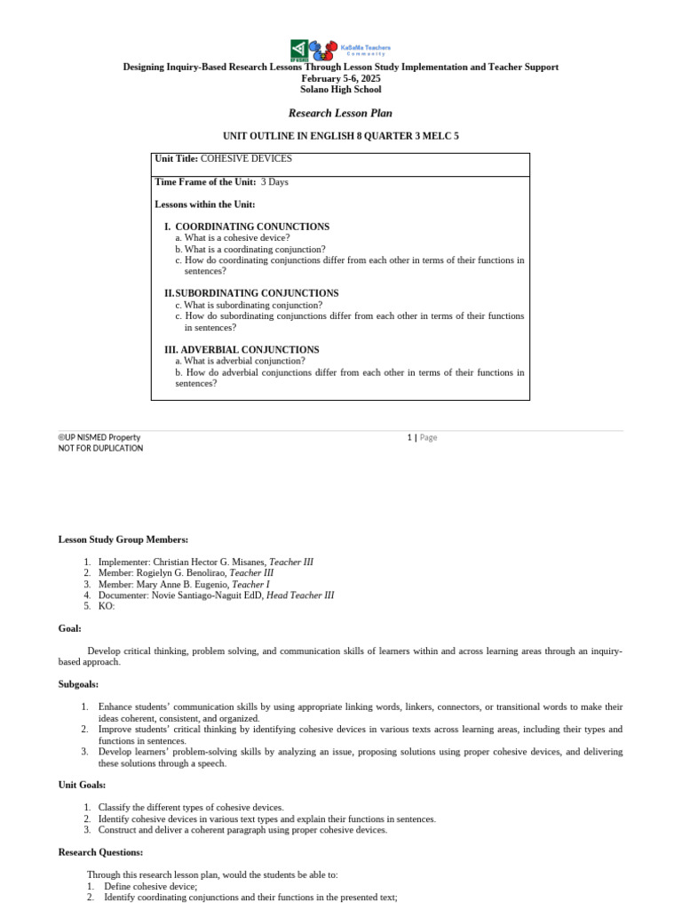 Inquiry-Based Research Lessons in English | PDF | Sentence (Linguistics ...
