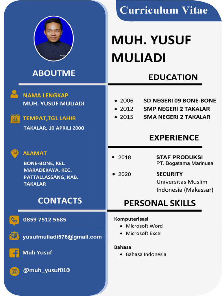 CV Muh Yusuf Muliadi | PDF
