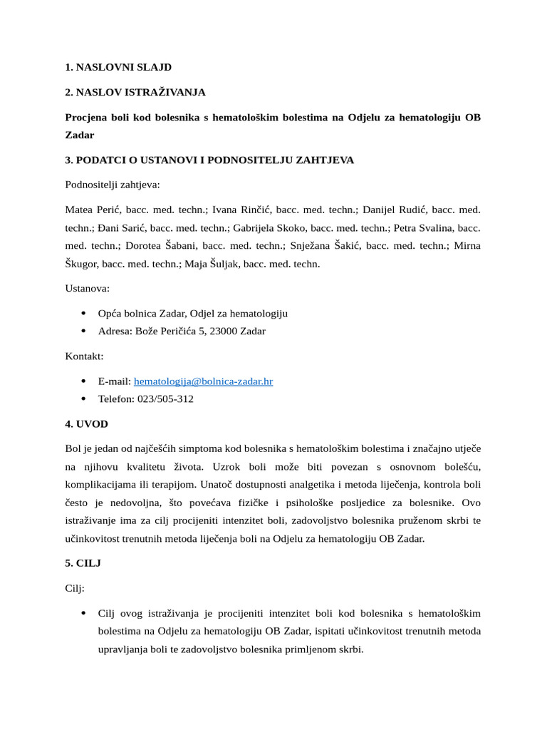 Zamolba Etičkom Povjerenstvu, Perić, Rinčić, Rudić, Sarić, Skoko, Svalina, Šabani, Šakić, Škugor ...