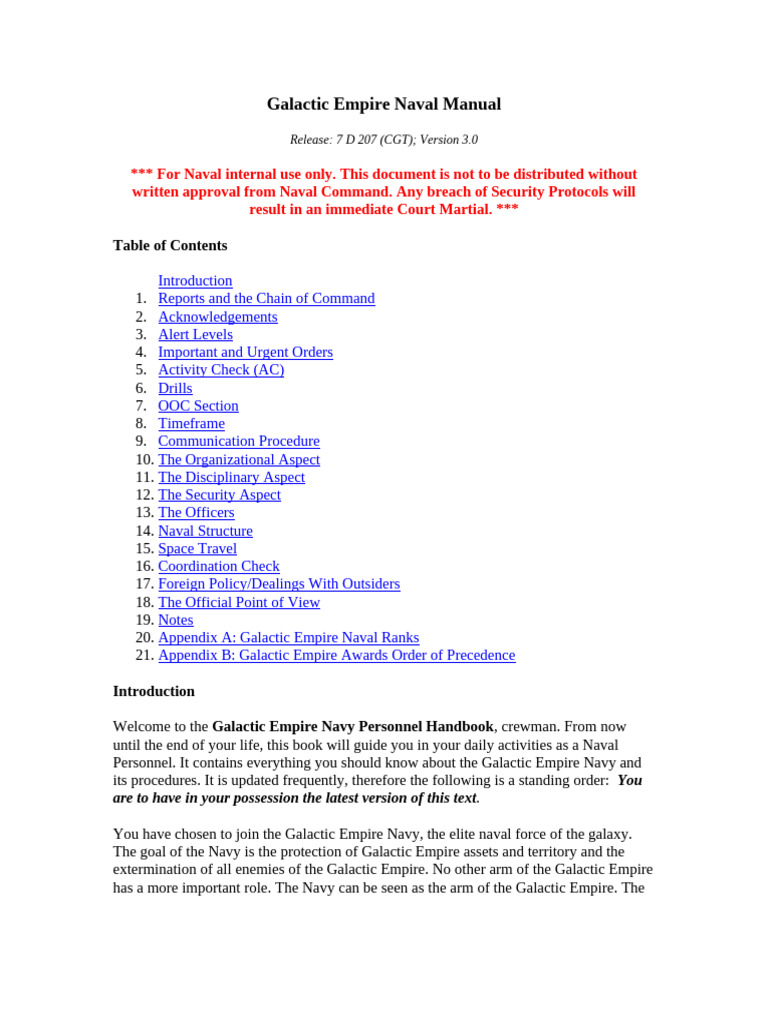 Galactic Empire Naval Manual v3 - 0 | PDF | Non Commissioned Officer ...