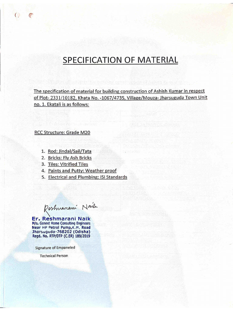 Specification Materials | PDF