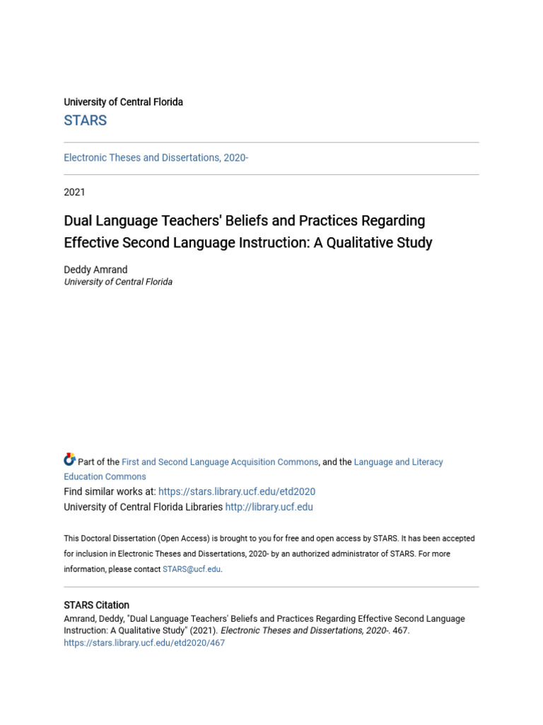 Dual Language Teachers Beliefs and Practices Regarding Effective | PDF ...