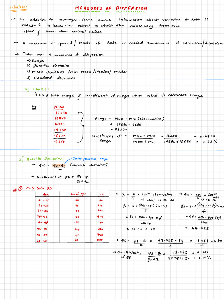 Understanding Measures of Dispersion | PDF | Descriptive Statistics ...