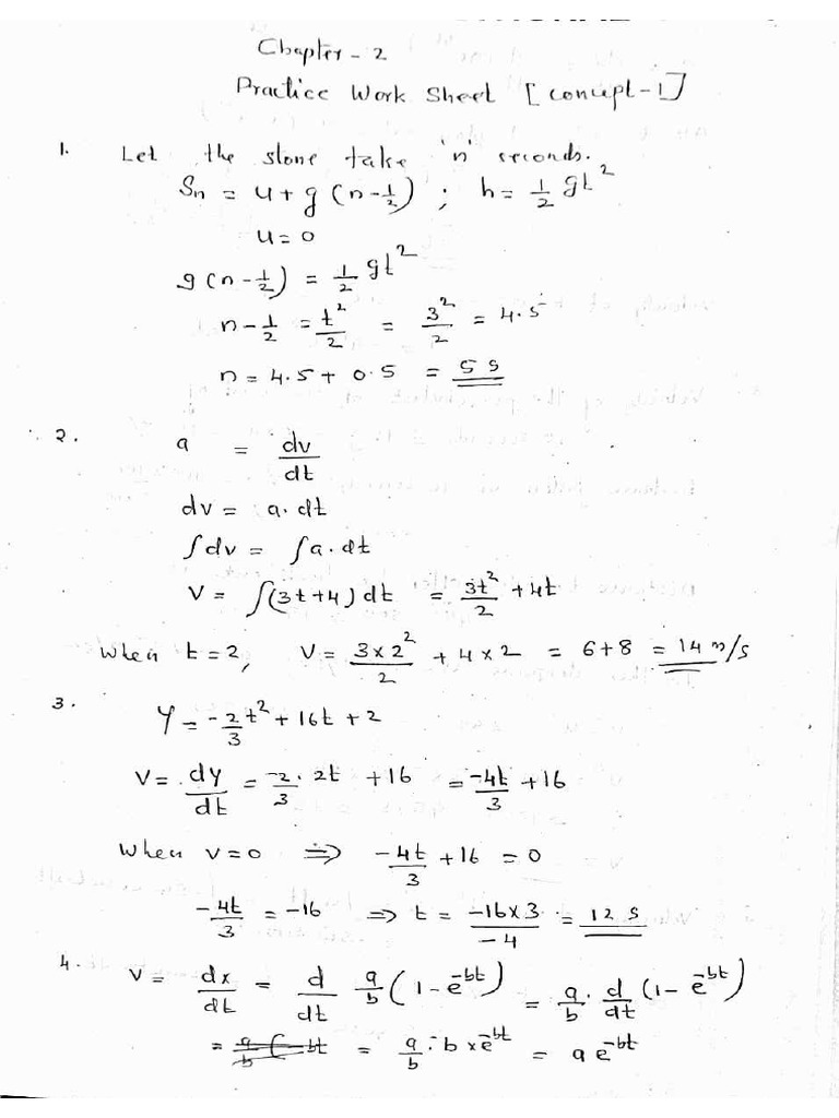 Kinematics Practice Sheets Concept 1 and 2 | PDF