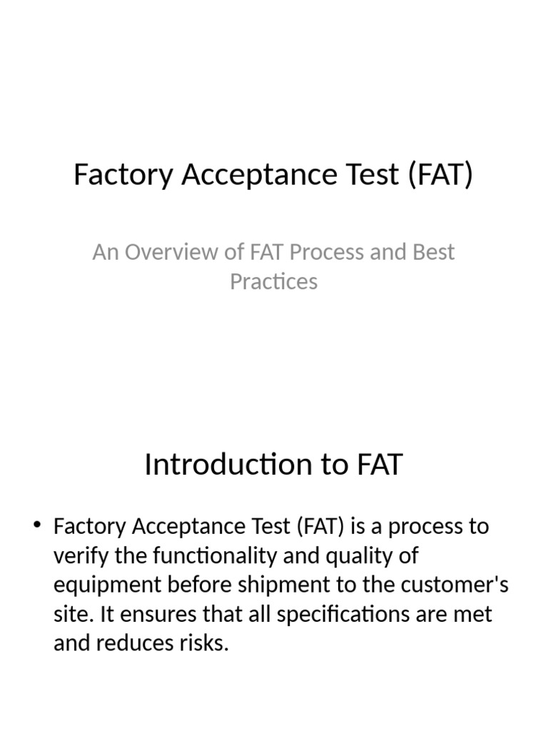 Factory Acceptance Test FAT | PDF
