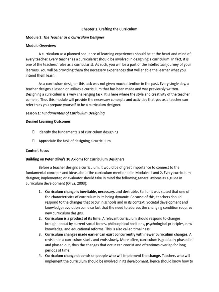 Chapter-2-Crafting-the-Curriculum.docx | PDF | Curriculum | Educational ...