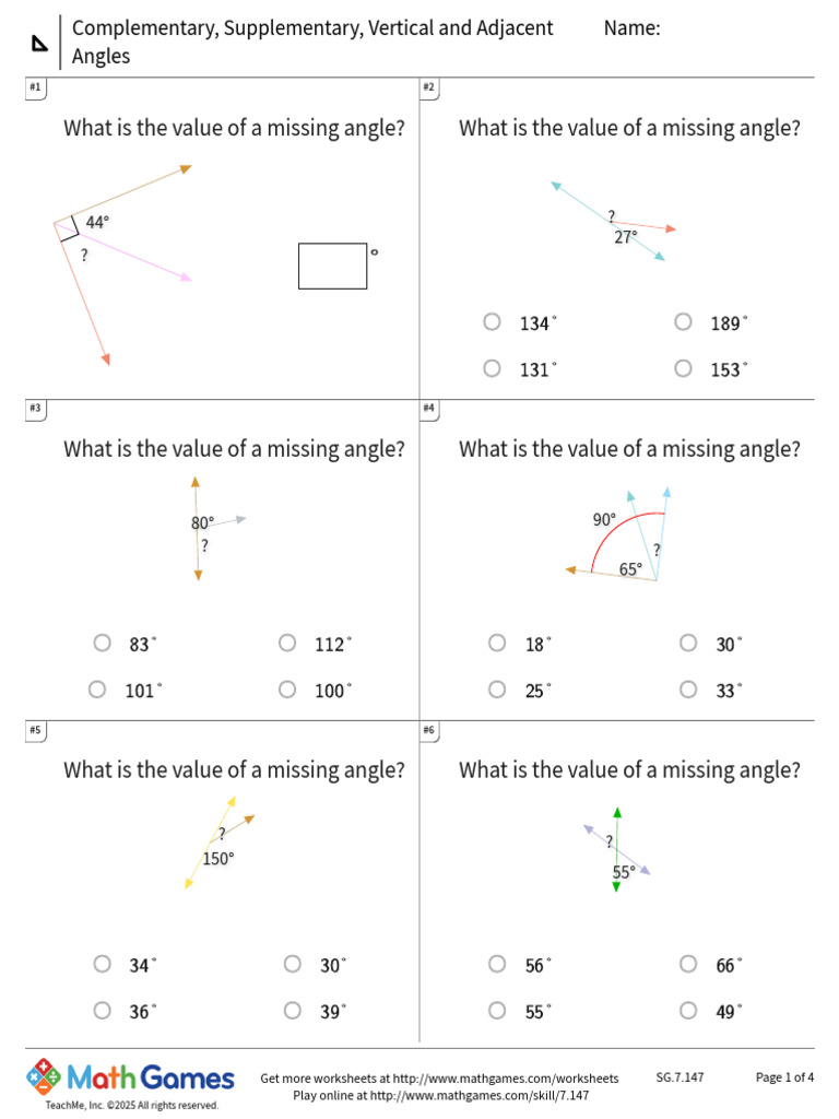 Angle Relationships Worksheet Answers | PDF | Euclidean Geometry ...