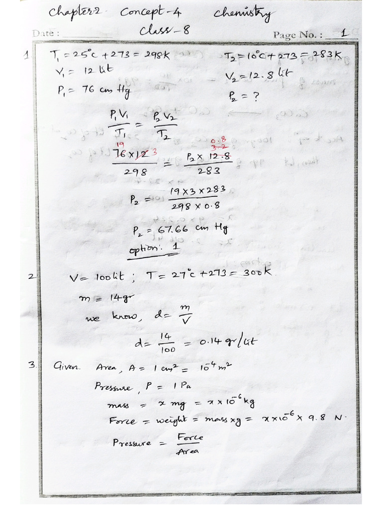 Class 8 Chemistry Ch-2 Conc-4 Worksheet Solutions | PDF
