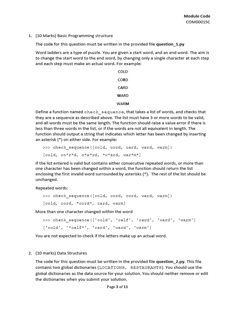 COM00015C January2025 Exam Paper | PDF | Method (Computer Programming) | Parameter (Computer ...
