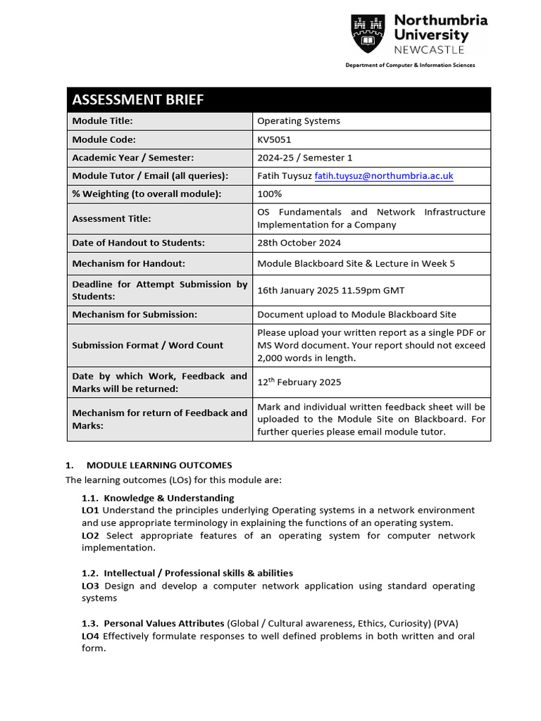 KV5051 - Operating Systems Assessment | PDF | Thread (Computing) | Domain Name System