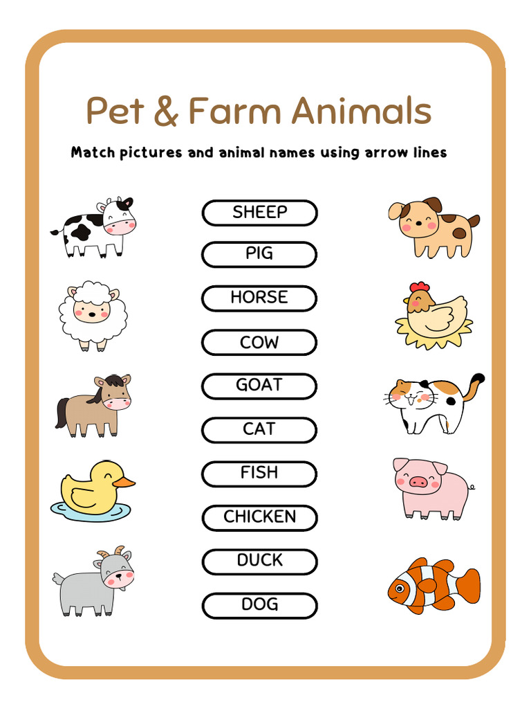 Animal Vocabulary Worksheet in White Playful Style | PDF