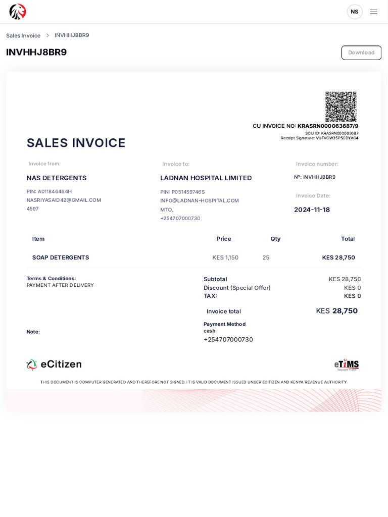 Kenya Revenue Authority - ECitizen | PDF | Invoice | Payments