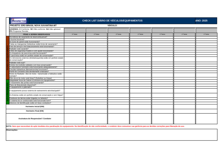 Check List PC 350 Atualizada | PDF