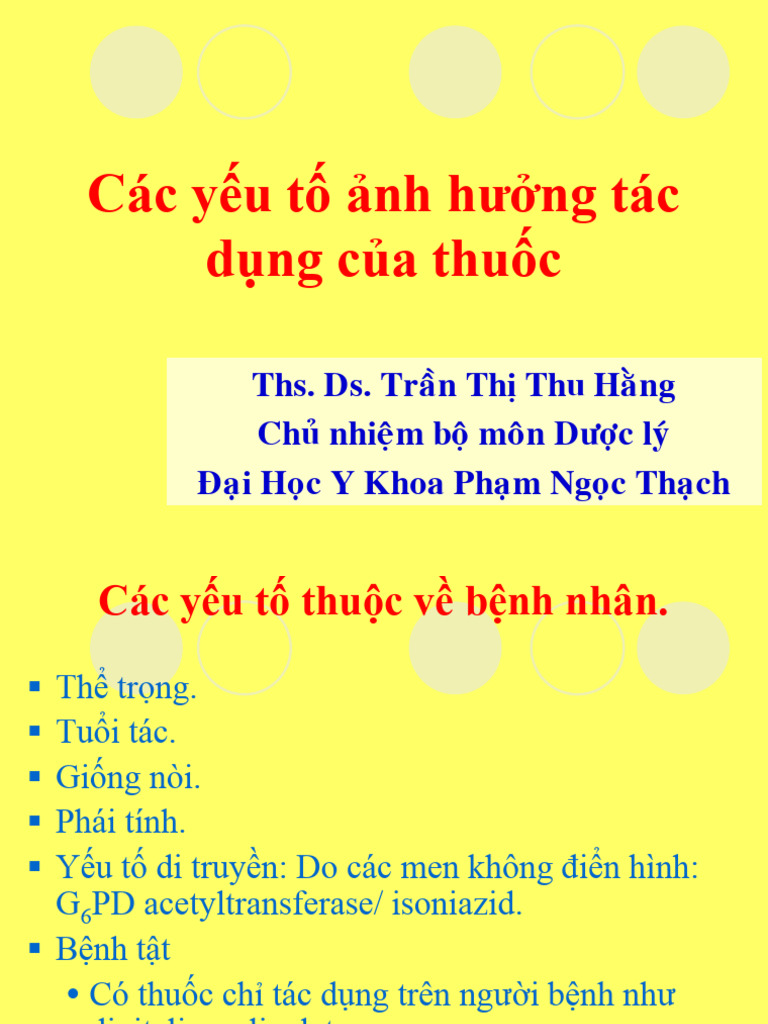 Cac Yeu To Anh Huong Tac Dung Thuoc | PDF