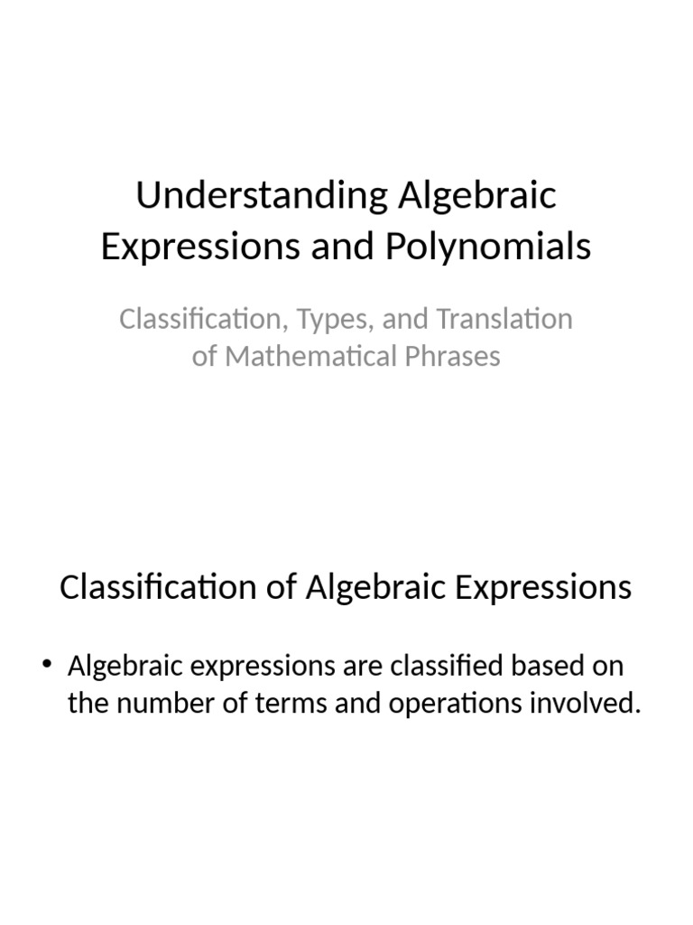Algebraic Expressions Polynomials | PDF | Polynomial | Factorization