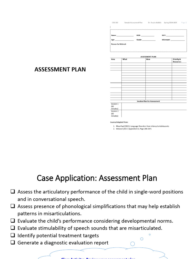 Assessment plan | PDF | Speech | Sound