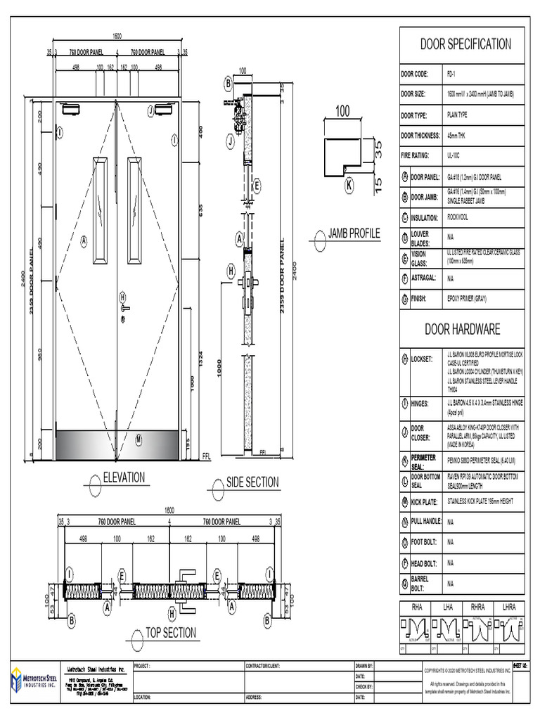 Fire Rated Door Panel Specifications | PDF | Door | Components