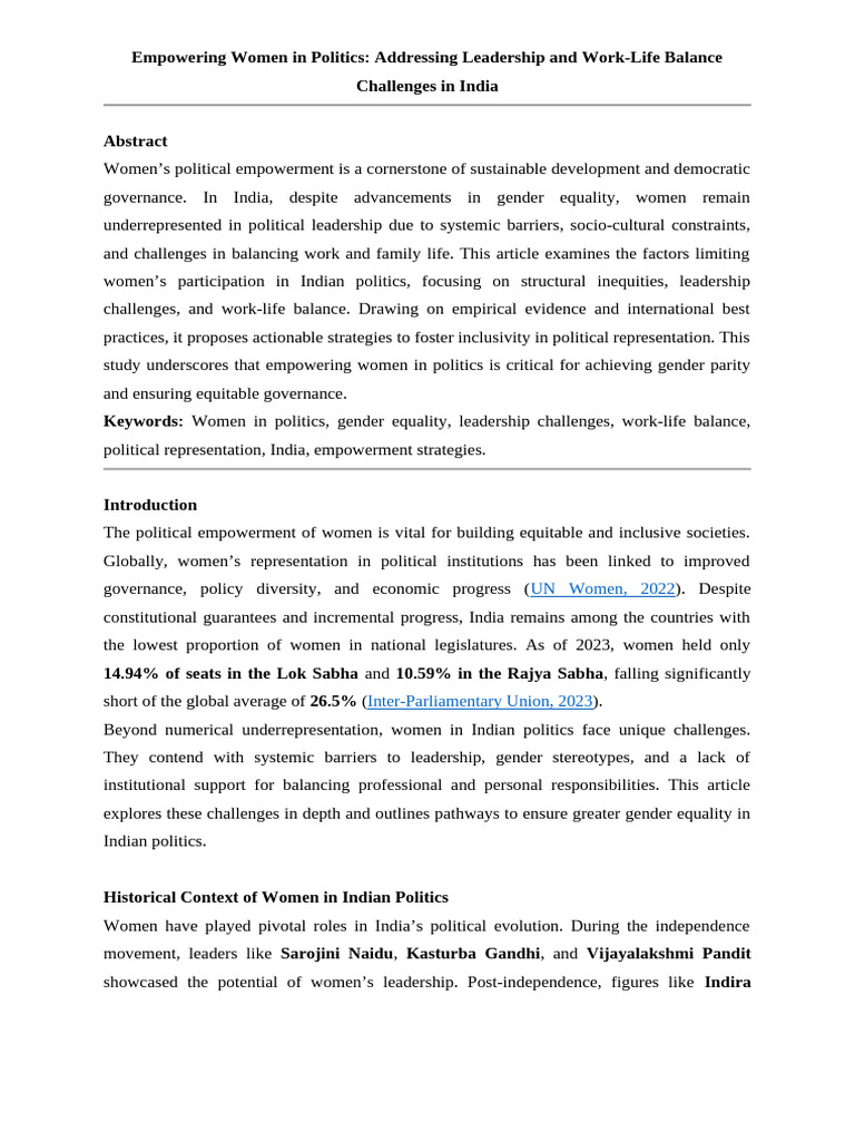 Empowering Women in Politics New One | PDF | Politics Of India ...