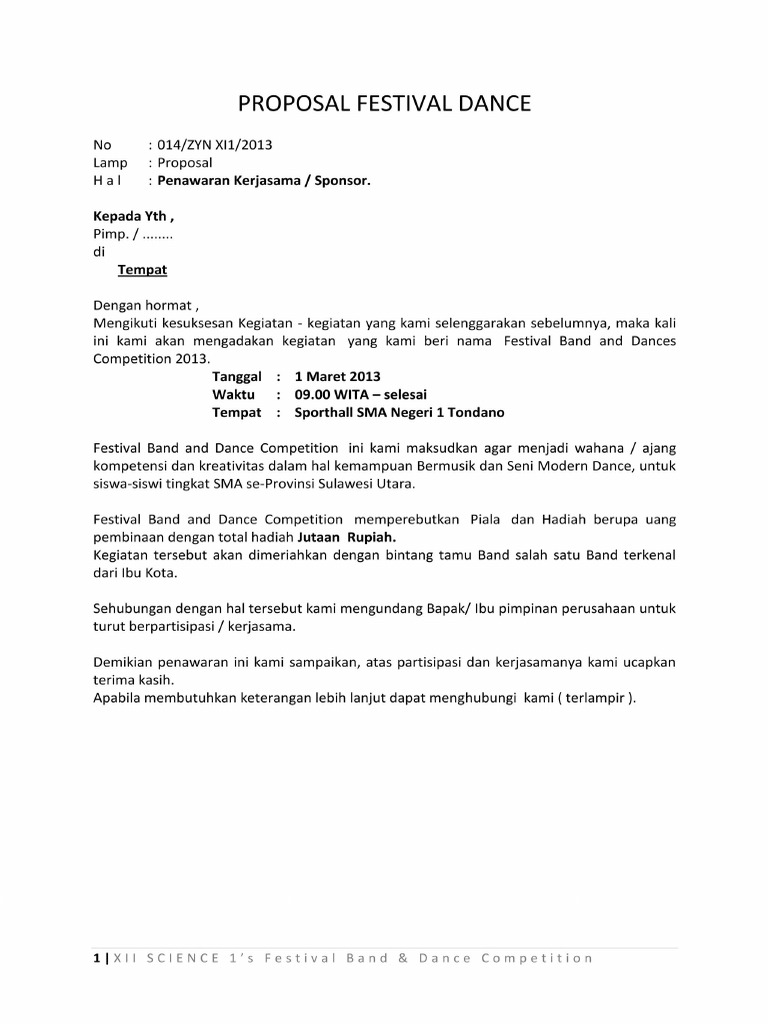 Proposal Festival Dance | PDF