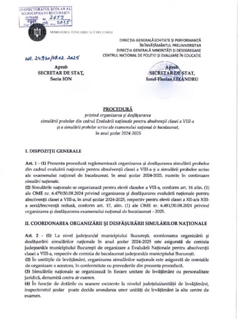 Procedura Simulare 2024 2025 | PDF