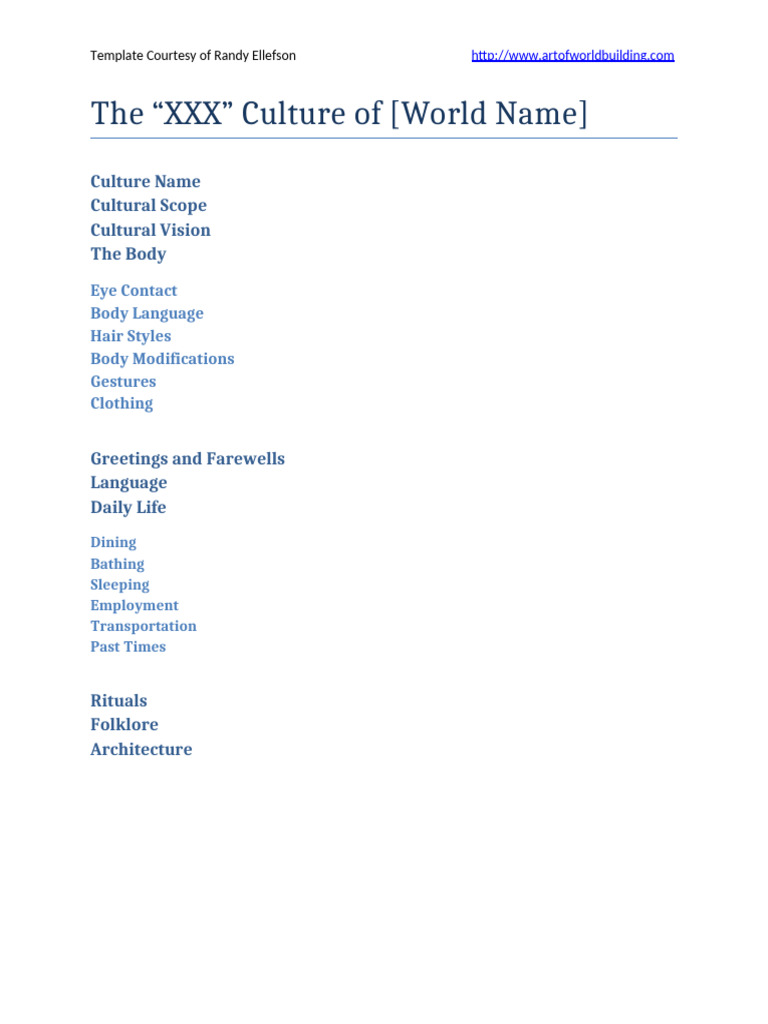 Culture Template | PDF