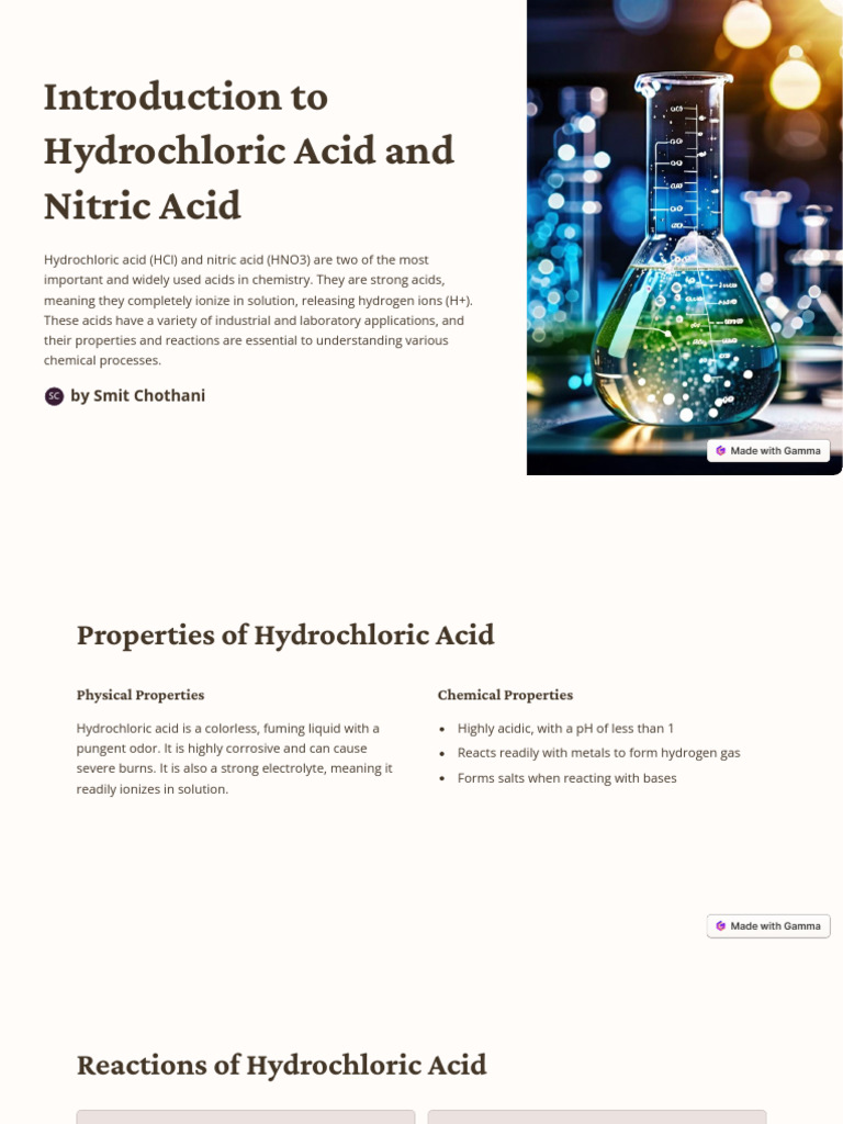 Introduction To Hydrochloric Acid and Nitric Acid | PDF | Acid | Hydrochloric Acid