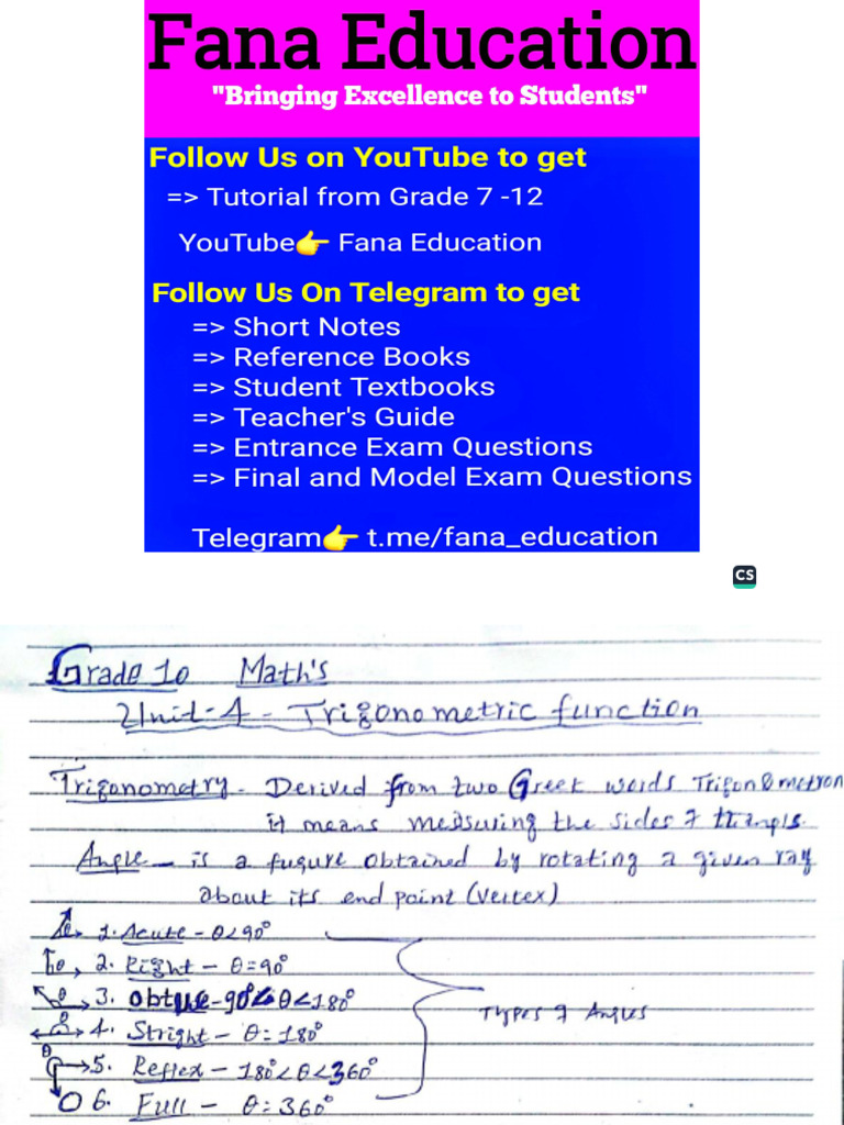Grade 10 Trigonometric Function | PDF