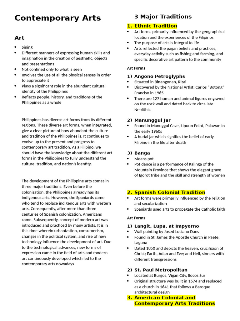 Contemporary Arts (Notes) | PDF | The Arts