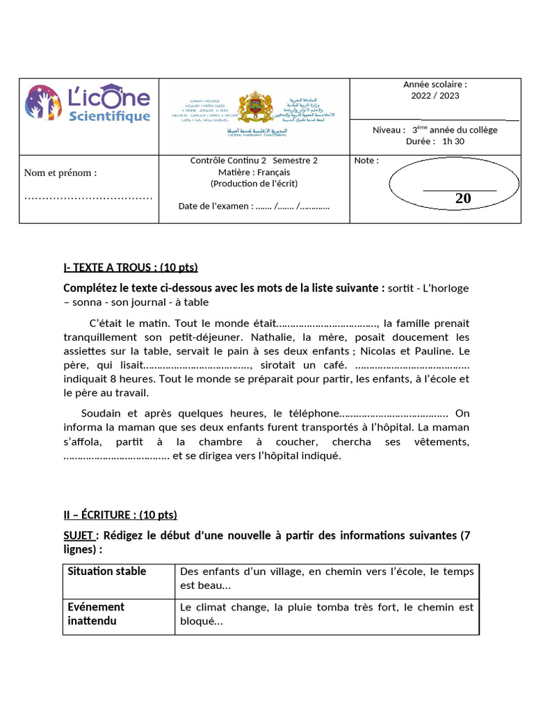 Eva 2 Sem 2 Niv 9 Parcours | PDF