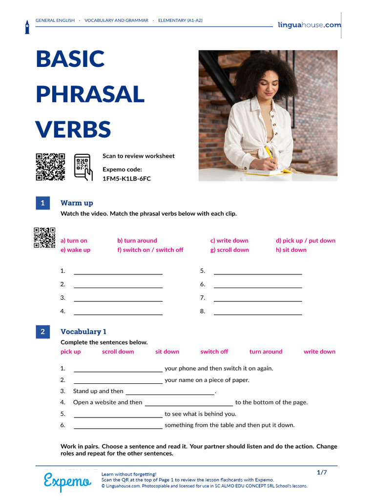 Basic Phrasal Verbs for A1-A2 Learners | PDF | Object (Grammar ...