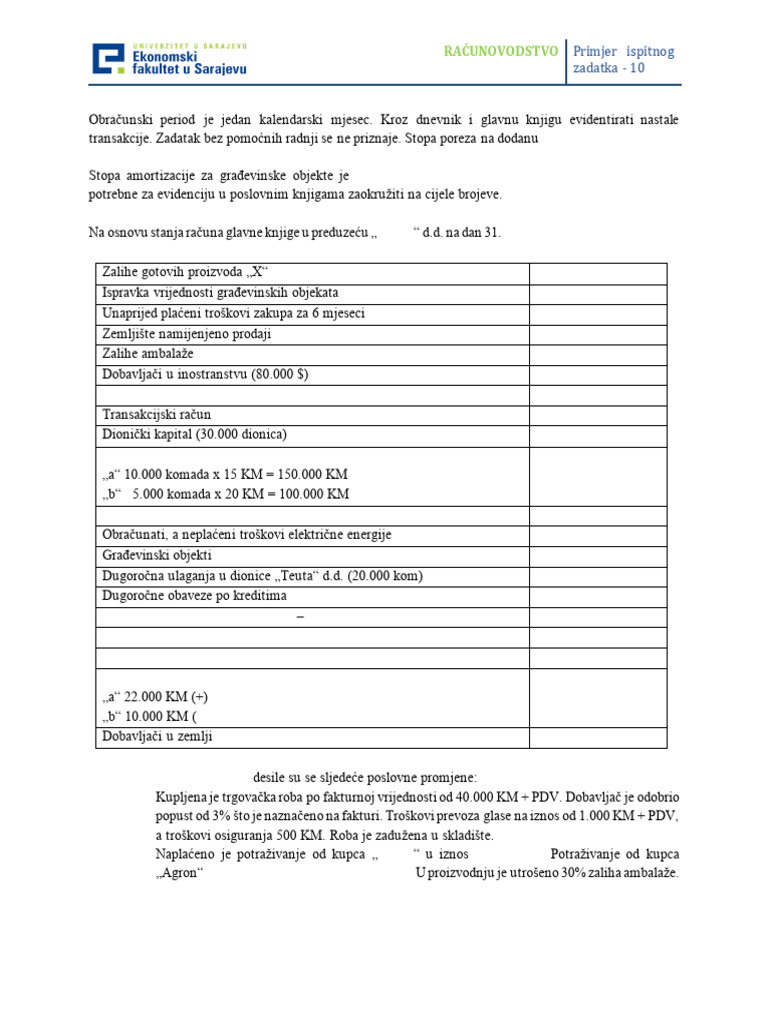 Primjer Ispitnog Zadatka - 10 | PDF