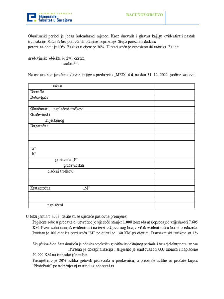 Primjer Ispitnog Zadatka - 1 | PDF