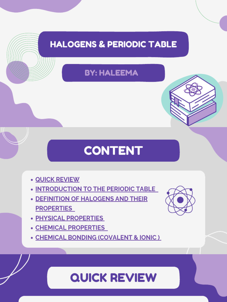 Halogens and The Periodic Table | PDF | Periodic Table | Chemical Bond