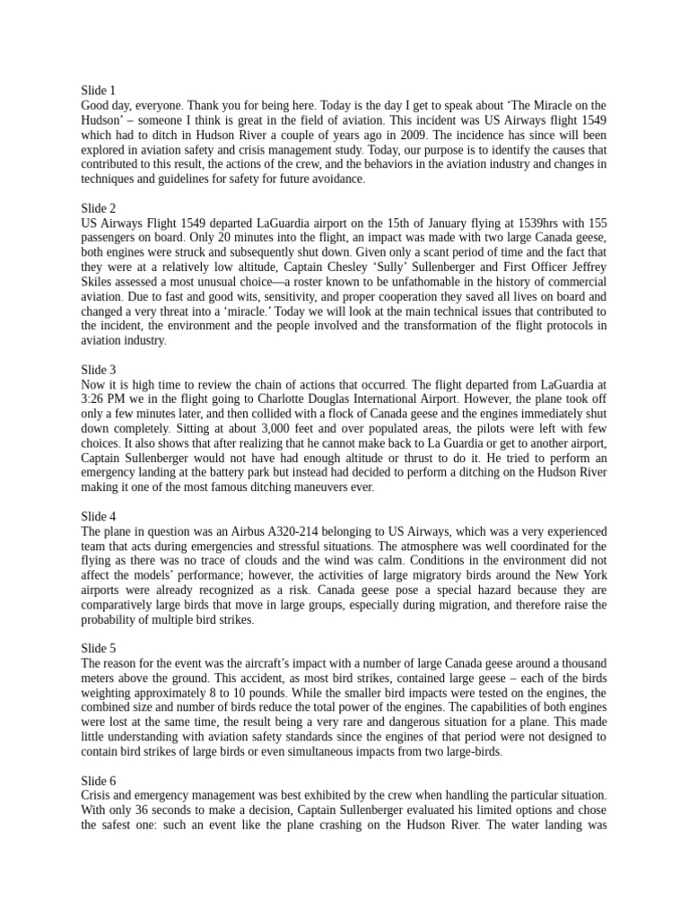 (Script) Miracle On The Hudson | PDF | Transport | Transport Safety