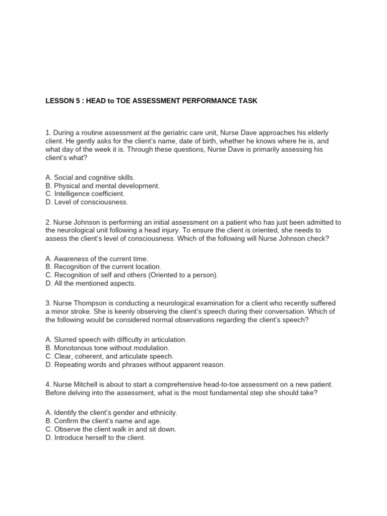 Head-to-Toe Assessment Guide | PDF | Patient | Eye