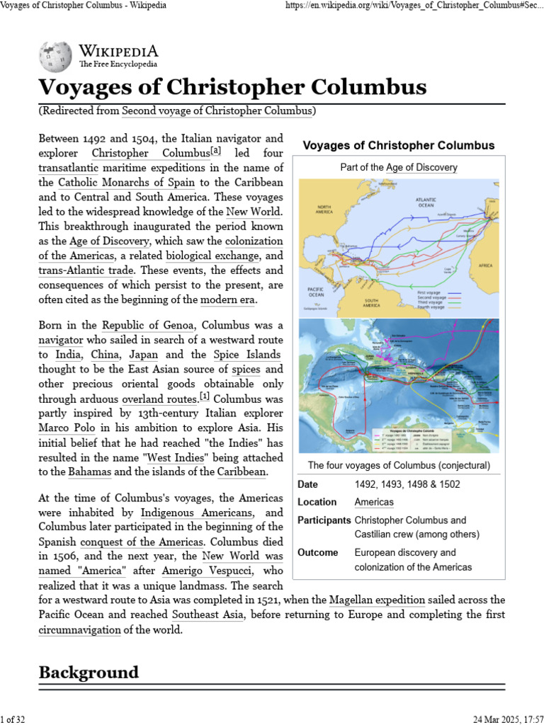 Voyages of Christopher Columbus | PDF | Voyages Of Christopher Columbus | Christopher Columbus
