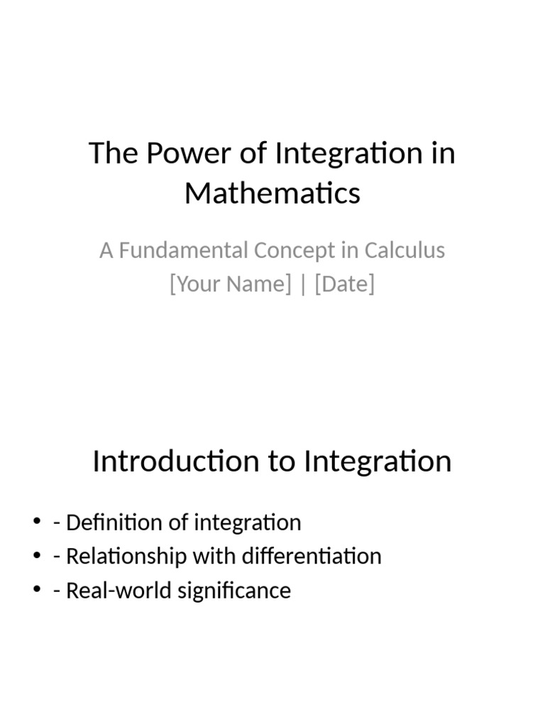 Integration in Mathematics Presentation | PDF