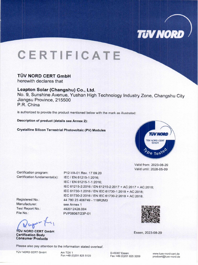 Iec 61215 & Iec 61730 - 1 & Iec 61730 - 2 | PDF