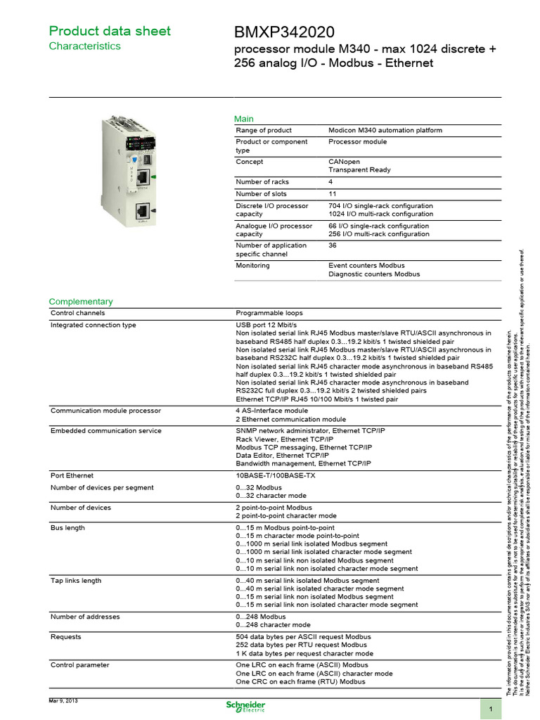PLC - Schneider PLC CPU BMXP342020 | PDF | Computer Engineering ...