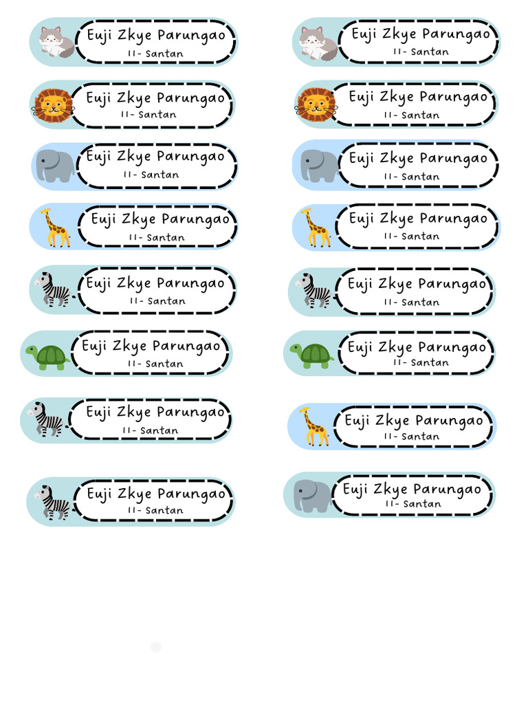 White Colorful Pastel Kids Cute Name Label A4 Document.pdf | PDF