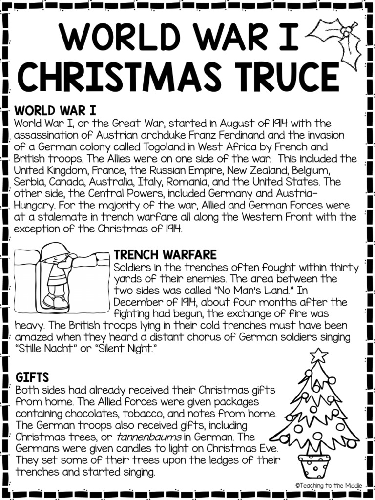 World War I Christmas Truce Student Version BW | PDF | World War I ...