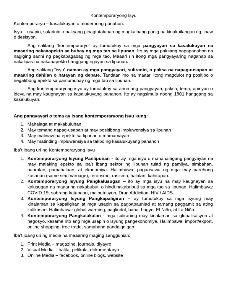Kontemporaryong Isyu | PDF